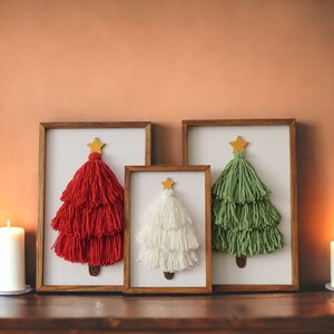 Framed Tassel Christmas Tree, Framed Yarn Tree, Tassel Tree Sign ...
