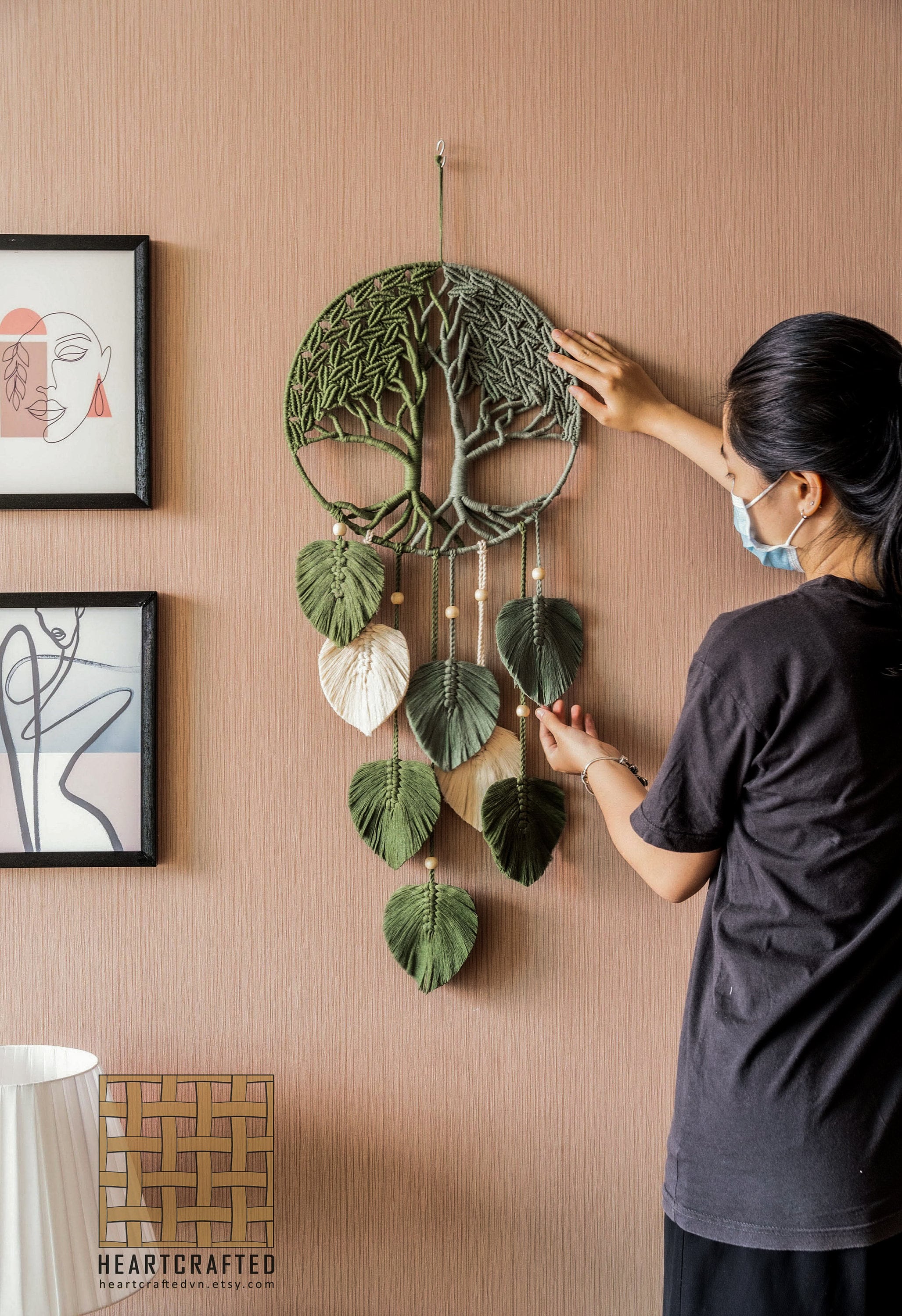 Macrame Green Leaves Tree of Life Boho Wall Decor Handmade - Etsy