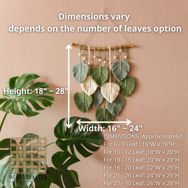 Earthy Tone Leaves Macrame Wall Hanging Macrame Leaf Wall | Etsy