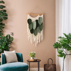 Earth Tone Macrame Leaf Wall Hanging, Macrame Wall Hanging, Boho Wall ...