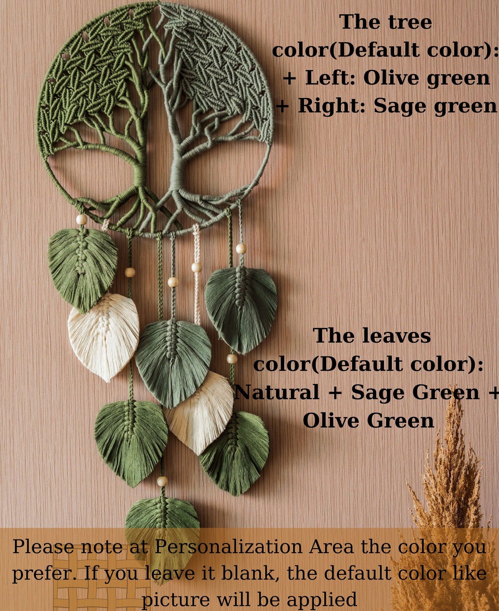 Macrame Green Leaves Tree of Life Boho Wall Decor Handmade - Etsy