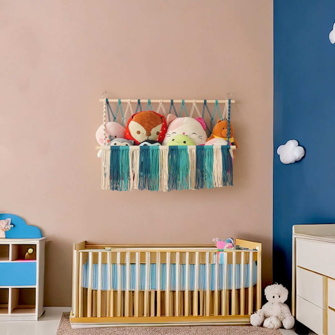 Wall Hanging Toy Hammock, Macrame Toy Hanger, Storage Net, Boys Room ...