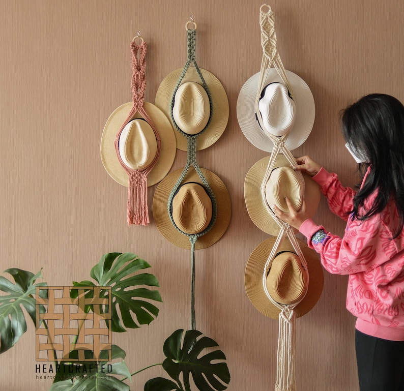 Macrame Hat Holder Boho Hat Hanger Hat Rack Hat Storage - Etsy