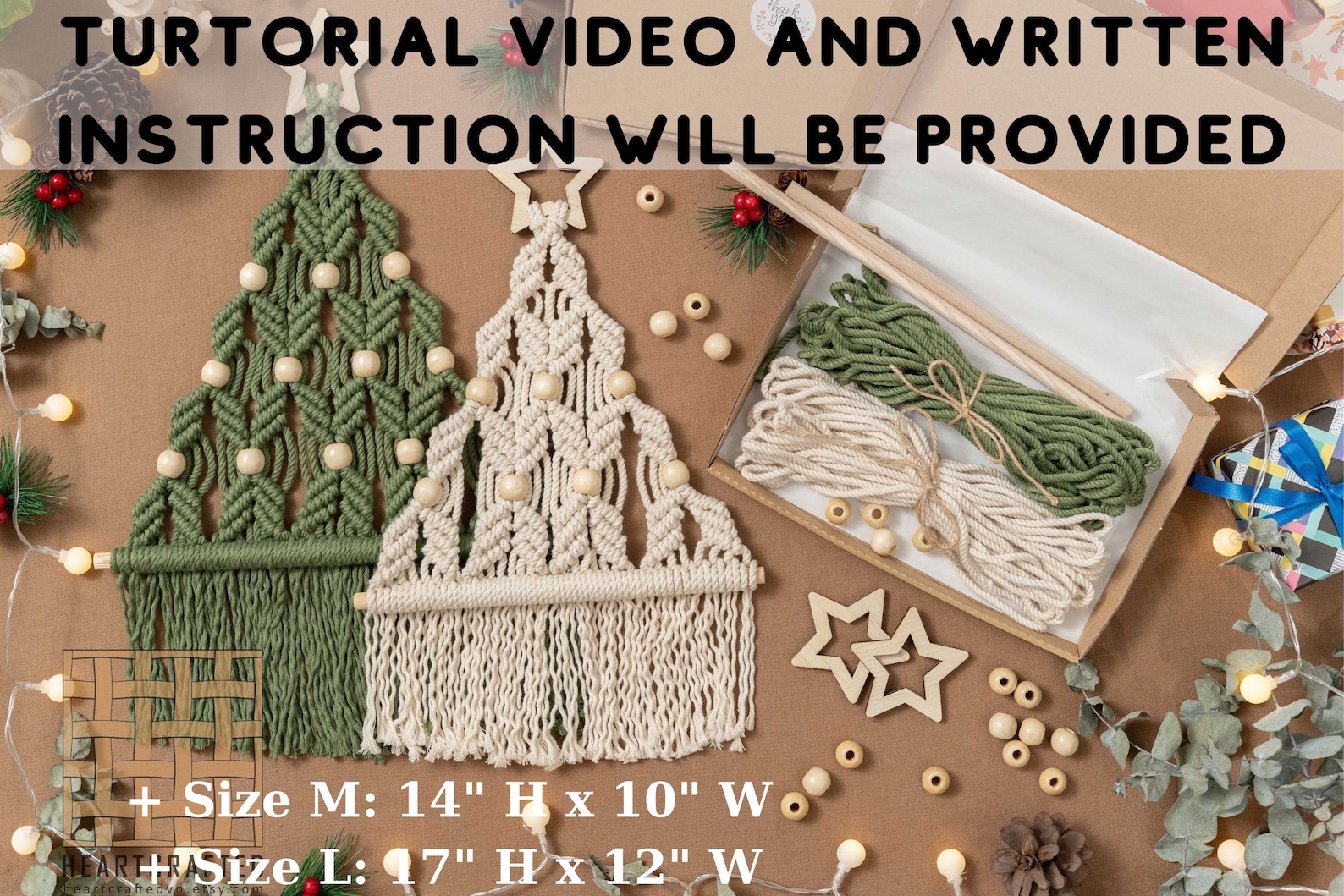 DIY KIT Macrame Christmas Tree Decoration, Beginner Craft KIT, Holiday ...