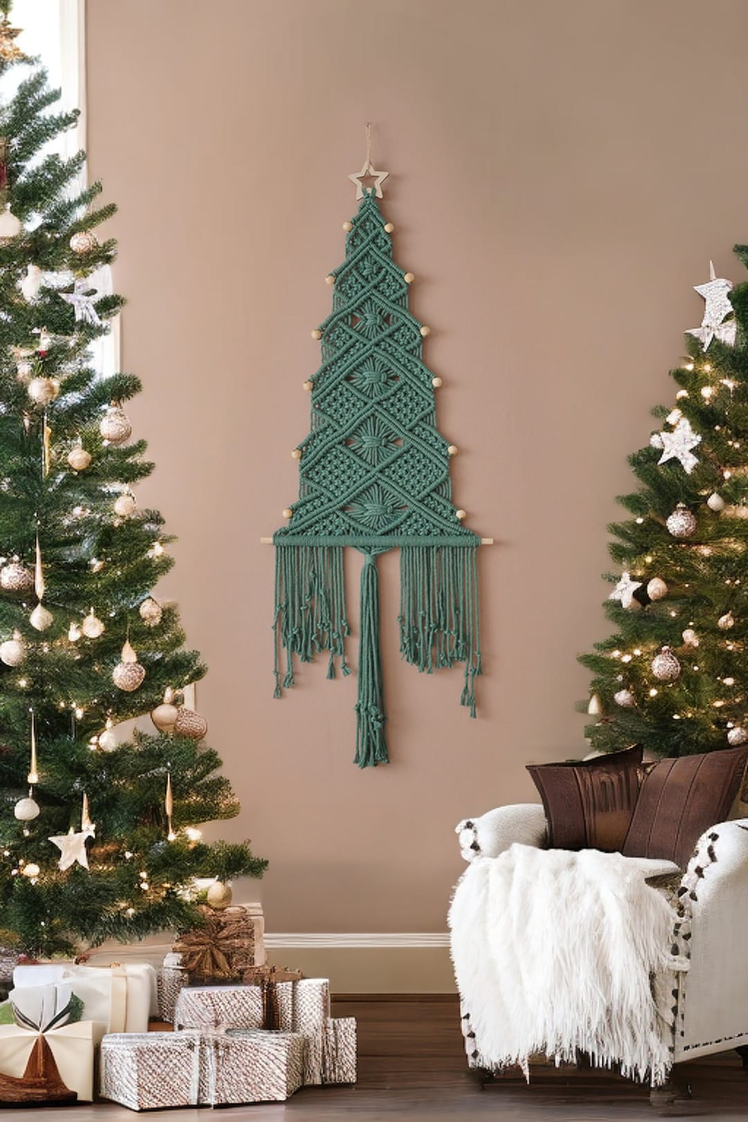 Large Macrame Christmas Tree, Boho Christmas Tree, Holiday Gift ...