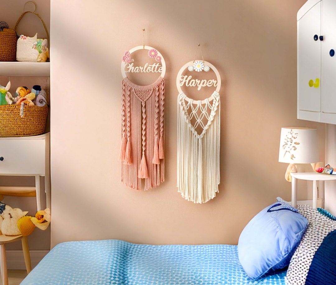 Macrame Baby Name Sign, Newborn Baby Gift, Modern Farmhouse, Macrame ...