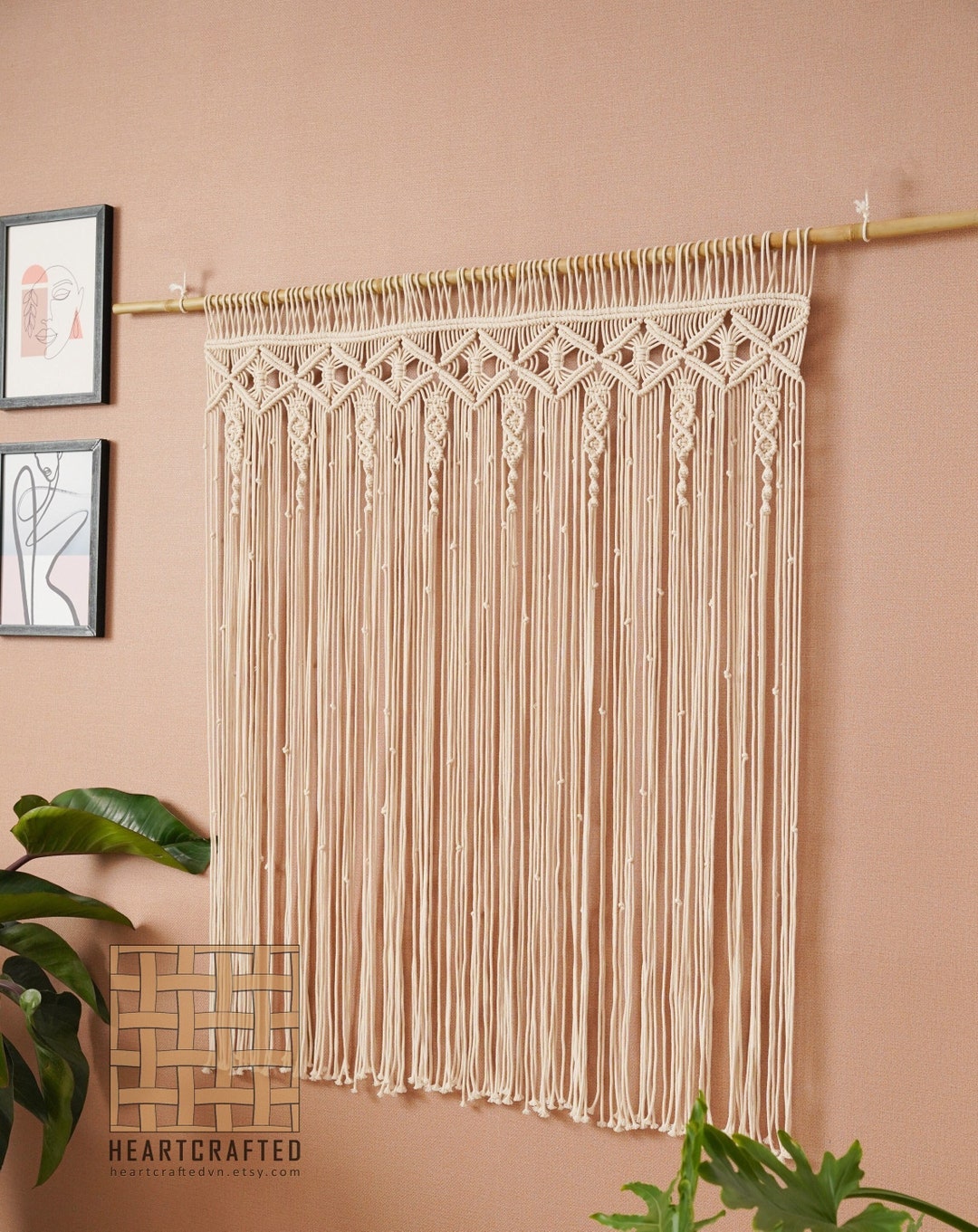 Boho Macrame Curtain, Bohemian Wall Art, Wedding Shower Gift,closet ...