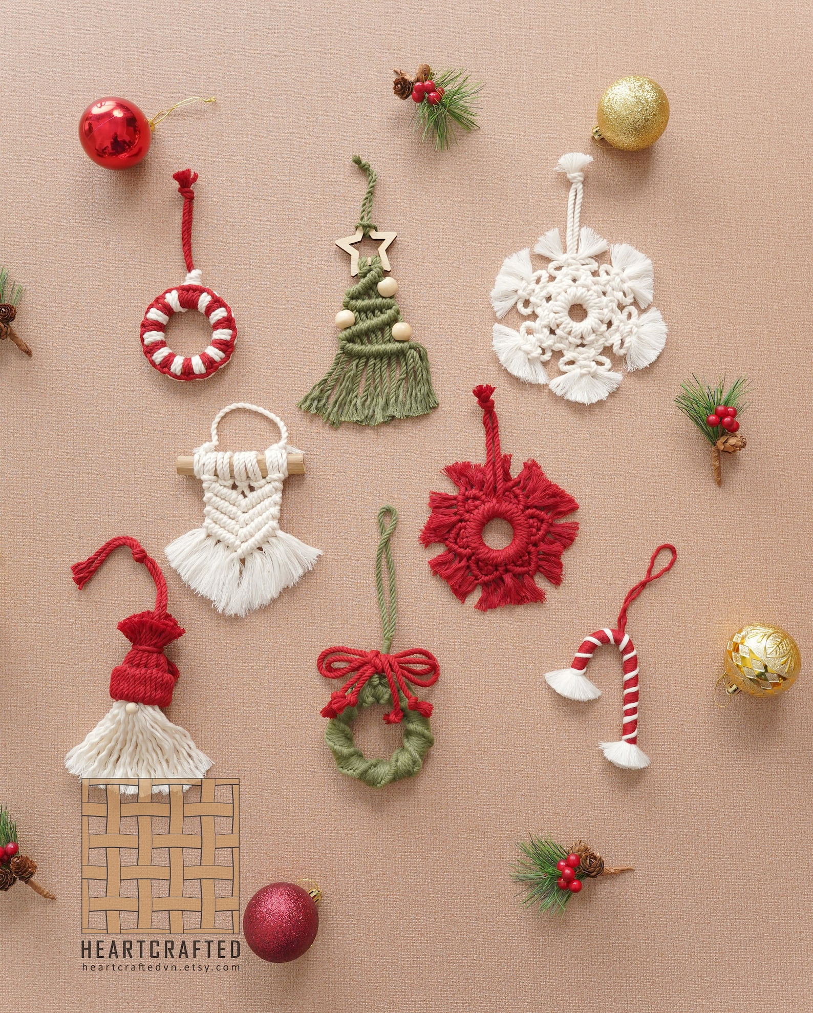 Macrame Ornament Kit Christmas Ornaments Gift for Craft - Etsy