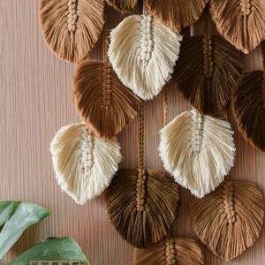Earthy Tone Leaves Macrame Wall Hanging Macrame Leaf Wall - Etsy