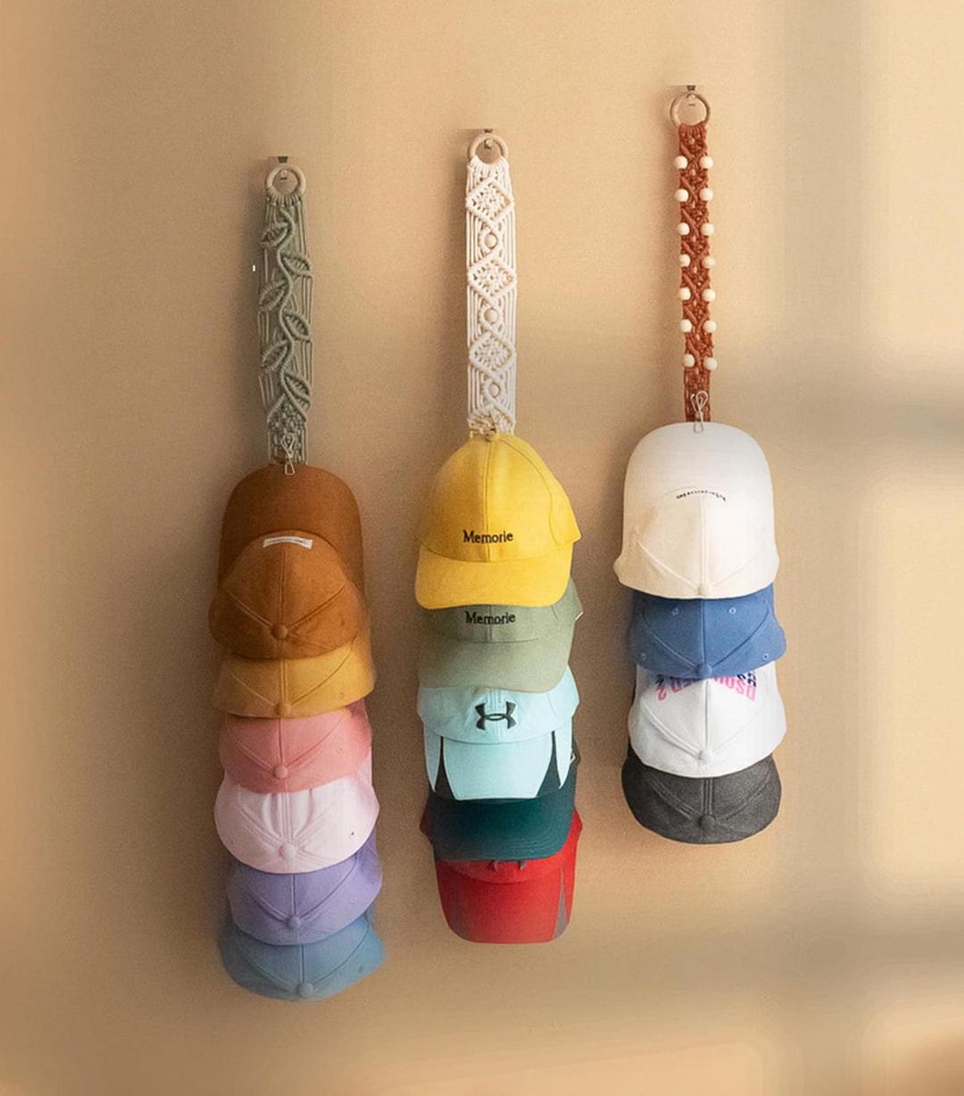 Gift for the Home, Macrame Cap Rack, Wall Cap Display, Macrame Wall ...