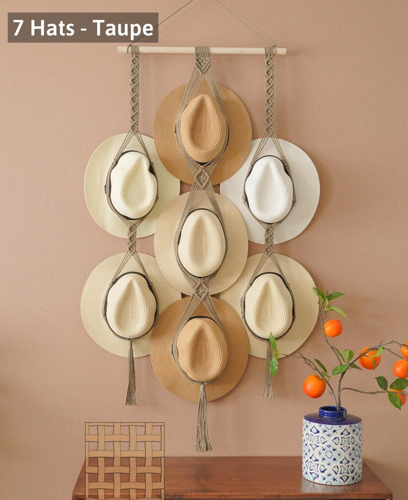 Macrame Hat Holder Wall Hanger for Hat Macrame Storage Boho - Etsy