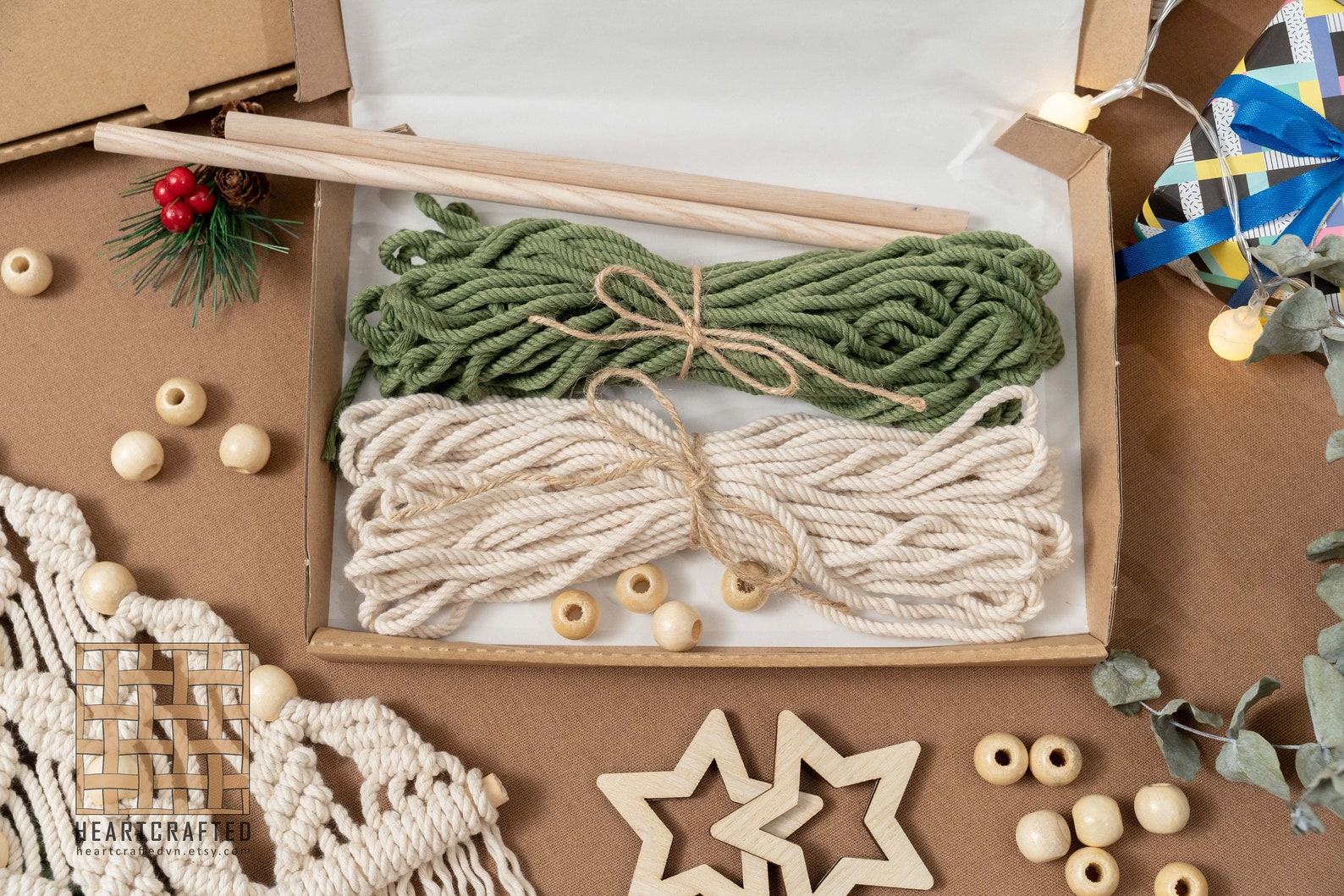 DIY KIT Macrame Christmas Tree Decoration, Beginner Craft KIT, Holiday ...