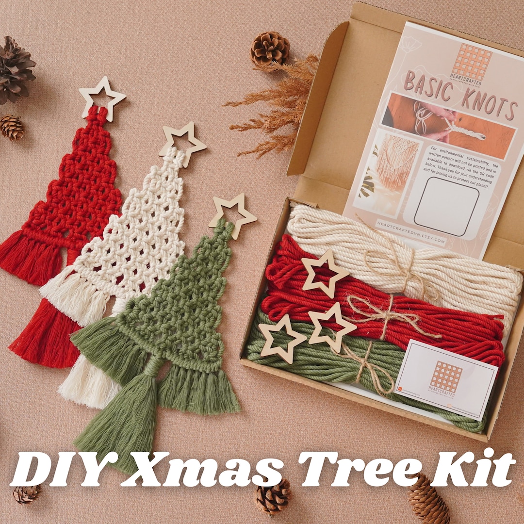 Macrame Christmas Tree Craft Kit, Craft Kit for Adults, Holiday Craft ...