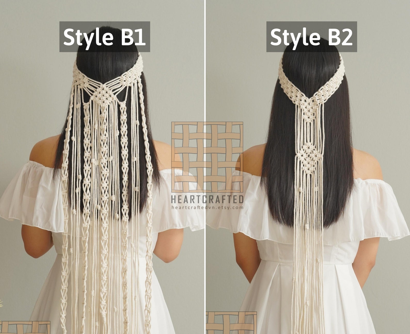 Macrame Veil Wedding, Macrame Accessories, Hair Jewelry Wedding, Boho ...