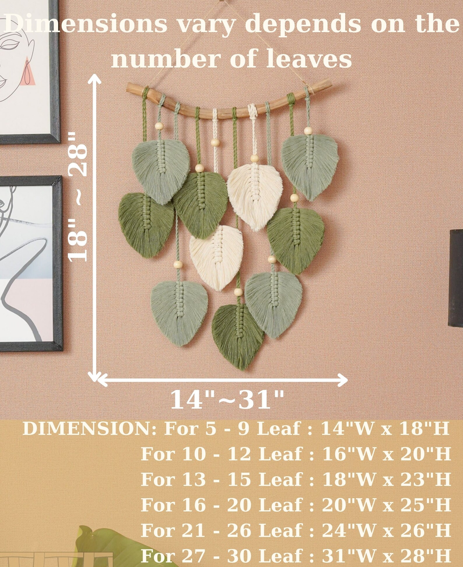Macrame Leaf Wall Hanging Macrame Wall Hanging Green Wall - Etsy