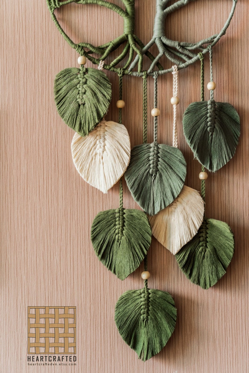 Macrame Green Leaves Tree of Life Boho Wall Decor Handmade - Etsy