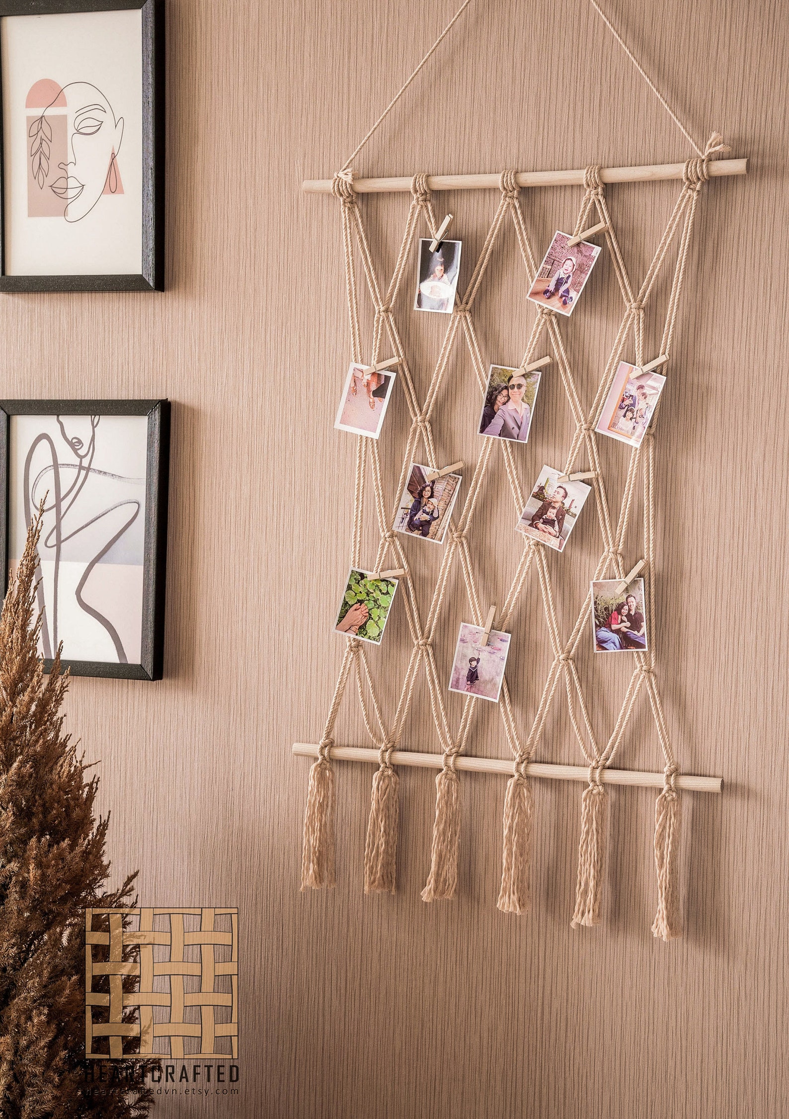 Macrame Photo Hanger Boho Twine Photo Display Collage Dorm - Etsy