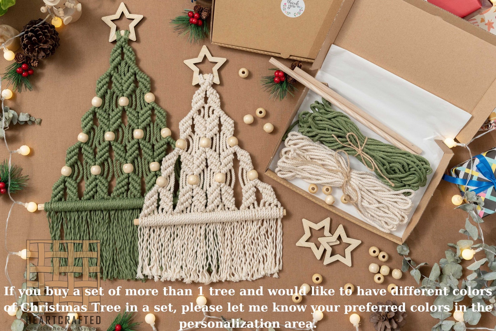 DIY KIT Macrame Christmas Tree Decoration, Beginner Craft KIT, Holiday ...