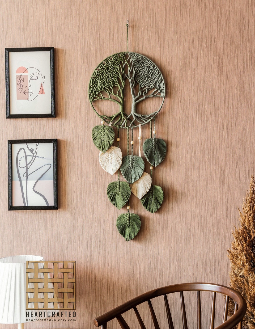 Macrame Green Leaves Tree of Life , Boho Wall Decor, Handmade Home ...