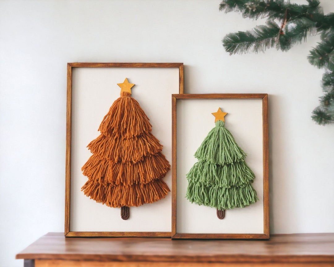 Framed Tassel Christmas Tree, Framed Yarn Tree, Tassel Tree Sign ...