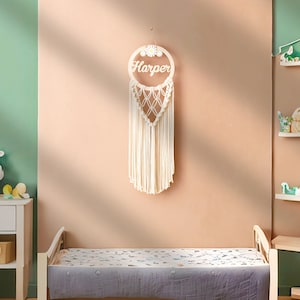 Macrame Baby Name Sign, Newborn Baby Gift, Modern Farmhouse, Macrame ...