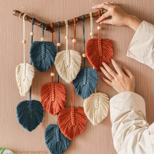 Earthy Tone Leaves Macrame Wall Hanging Macrame Leaf Wall - Etsy