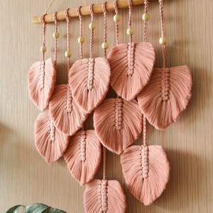 Earthy Tone Leaves Macrame Wall Hanging Macrame Leaf Wall - Etsy