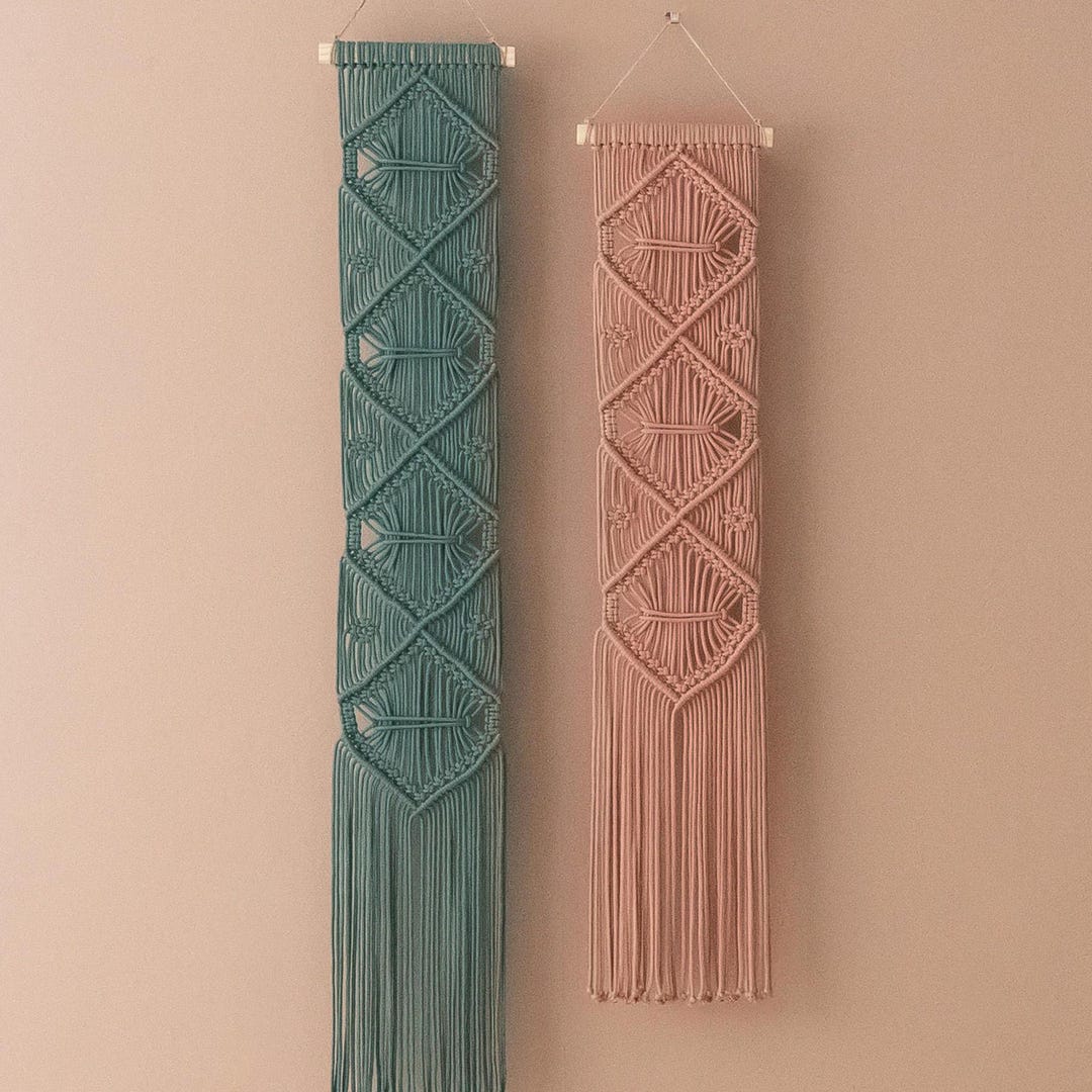 Macrame Wall Hanging, Geometric Wall Decor, Rustic Wall Decor, Long Wall Hanging, Nursery Room ...