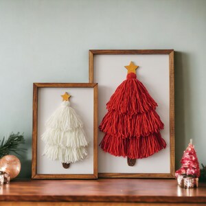 Framed Tassel Christmas Tree, Framed Yarn Tree, Tassel Tree Sign ...