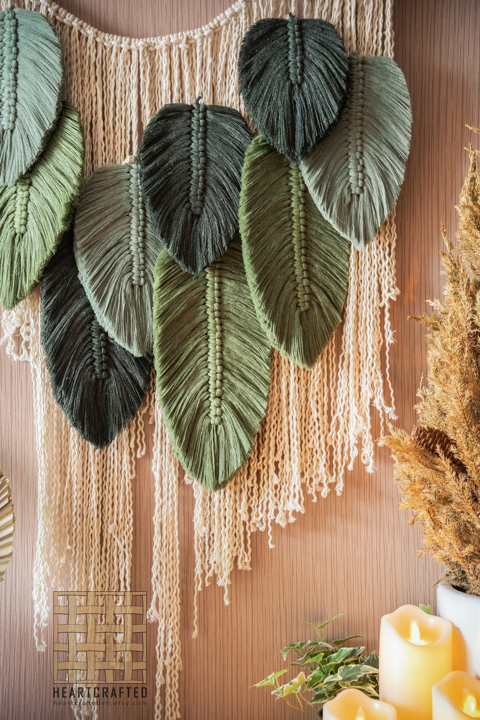 Large Macrame Leaf Wall Hanging Macrame Wall Hanging Green - Etsy