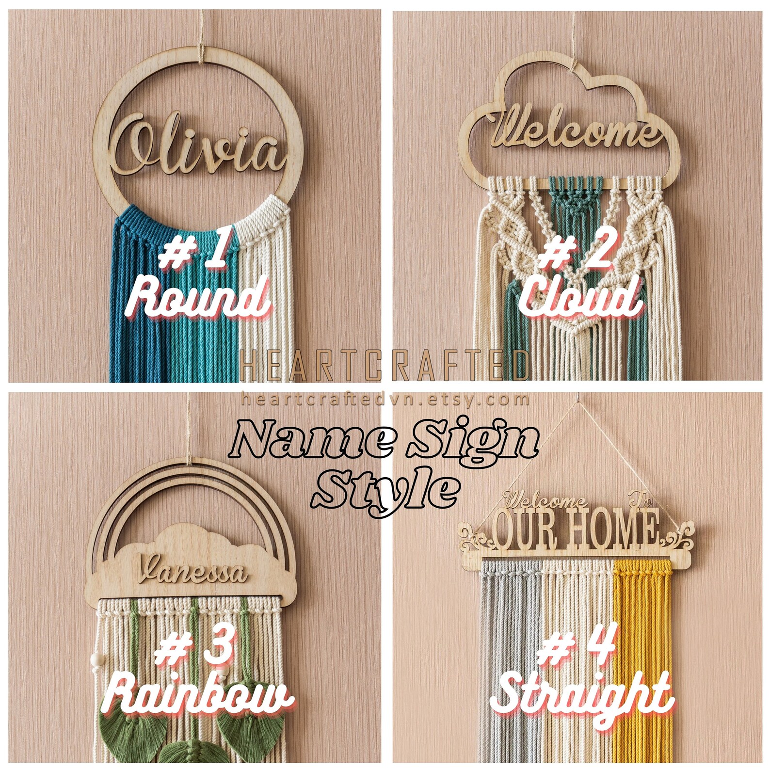 Personalized Name Sign Macrame Dream Catcher Boho Nursery | Etsy