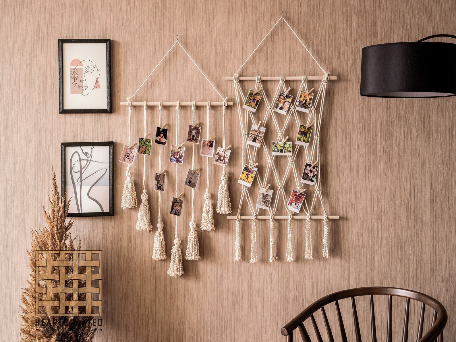 Macrame Photo Hanger, Boho Twine Photo Display, Collage Dorm Wall Decor ...