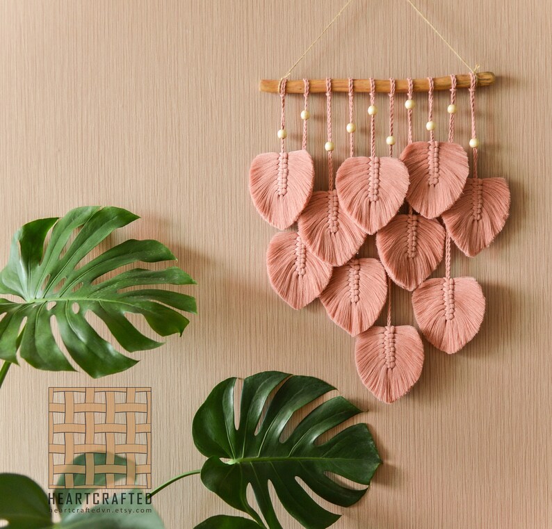 Earthy Tone Leaves Macrame Wall Hanging Macrame Leaf Wall | Etsy