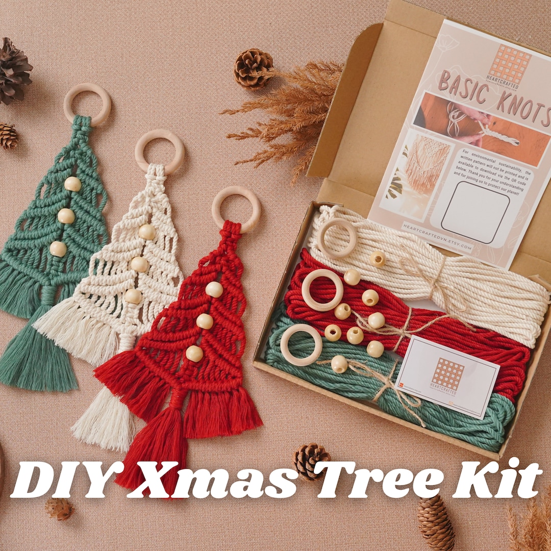 Craft KIT Christmas Tree Handmade, Macrame Tutorial, Nursery Wall Decor ...