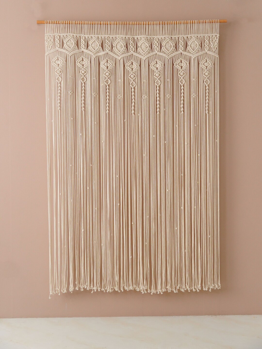 Macrame Window Valance, Wedding Curtain, Modern Farmhouse, Window ...