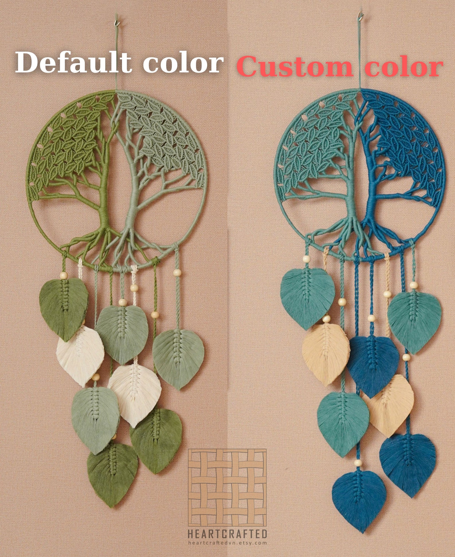 Macrame Green Leaves Tree of Life Boho Wall Decor Handmade - Etsy