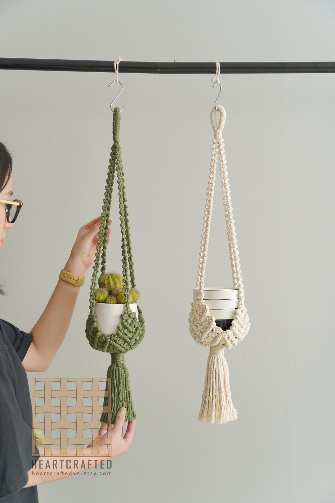 Modern Plant Hanger, Boho Plant Hanger , Fiber Home Decor, Tassel Pot ...