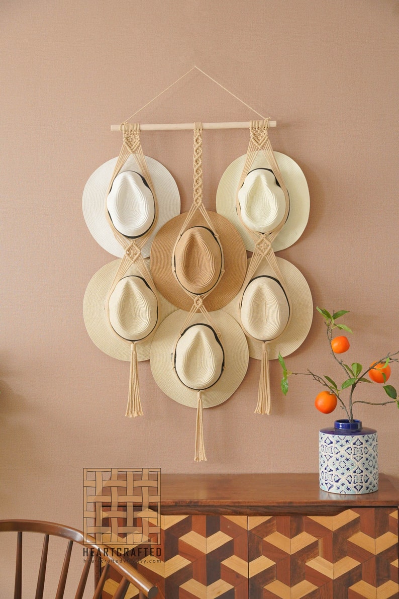 Macrame Hat Holder Wall Hanger for Hat Macrame Storage Boho - Etsy
