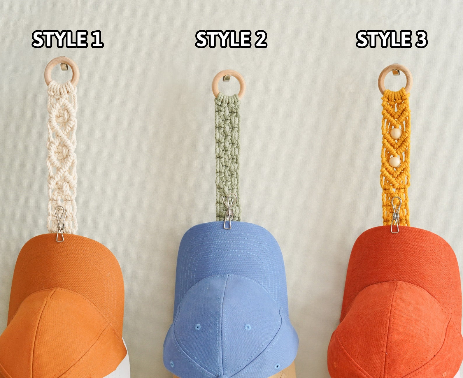 Macrame Cap Rack, Wall Cap Holder, Fathers Day Gift, Baseball Cap ...