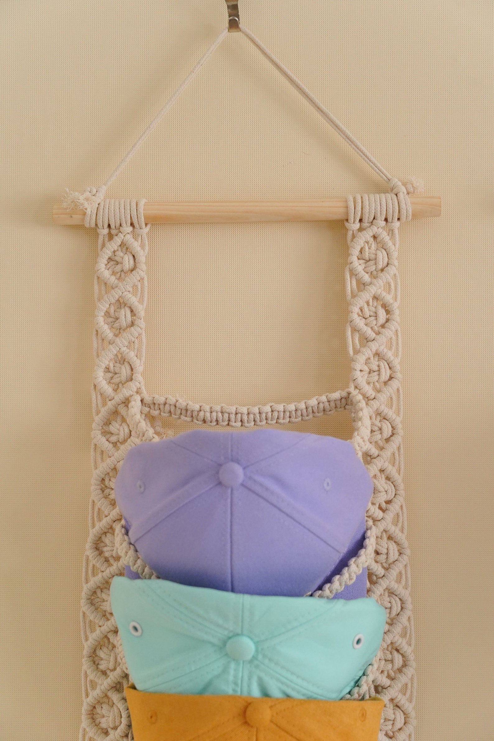 Macrame Cap Rack, Bohemian Decor, Cap Lover Gift, Wall Hanging Rack ...