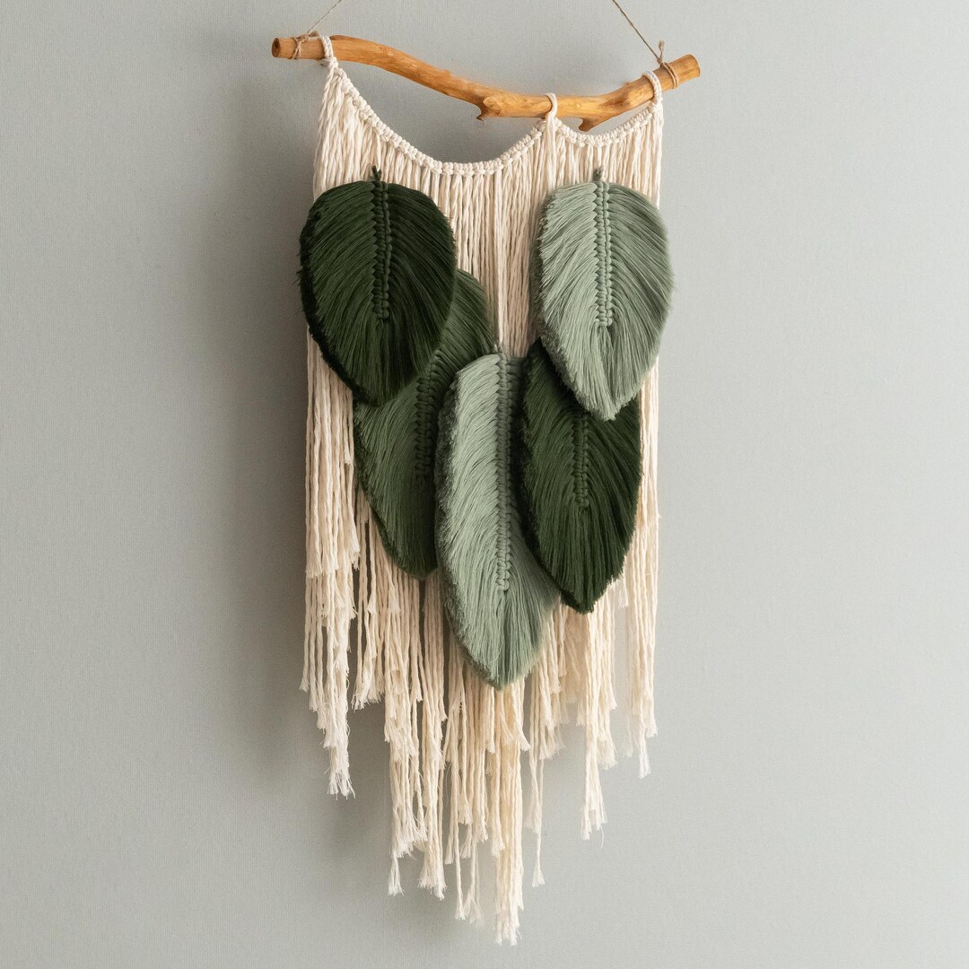 Earth Tone Macrame Leaf Wall Hanging, Macrame Wall Hanging, Boho Wall ...