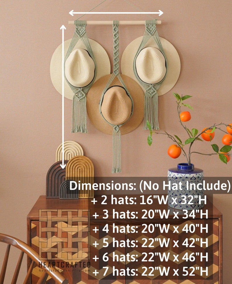 Macrame Hat Holder Wall Hanger for Hat Macrame Storage Boho - Etsy