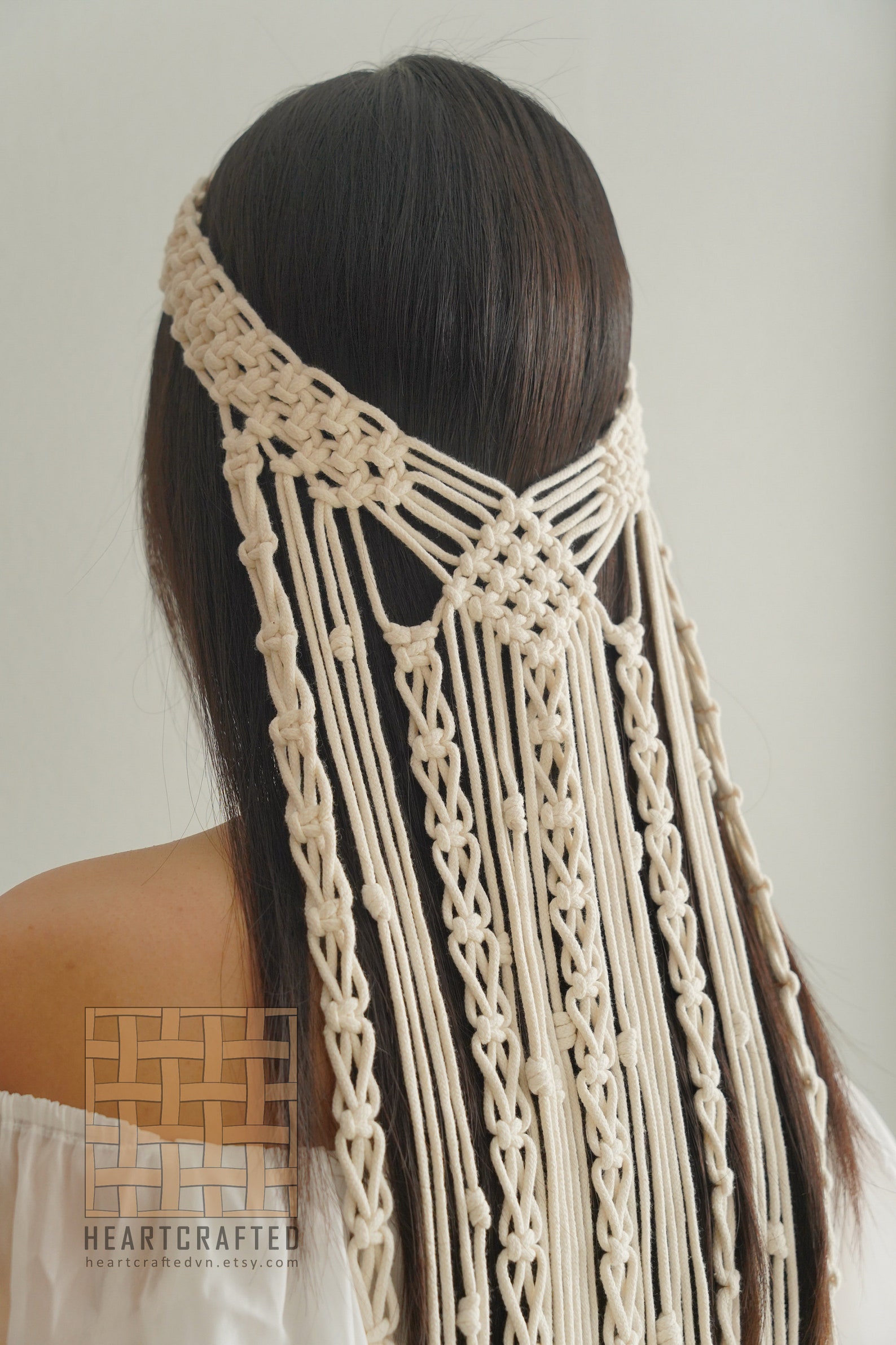 Macrame Veil Wedding, Macrame Accessories, Hair Jewelry Wedding, Boho ...