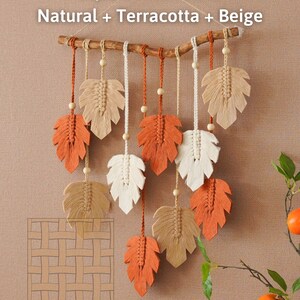 Green Leaves Macrame Wall Hanging, Macrame Feather Wall Decor ...