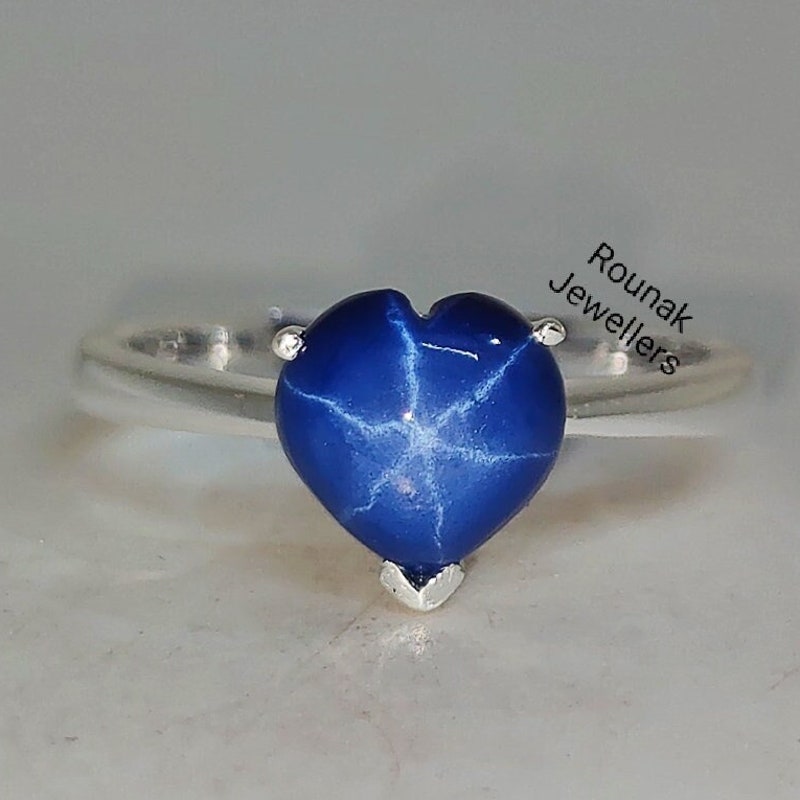 Blue Heart Ring - Etsy