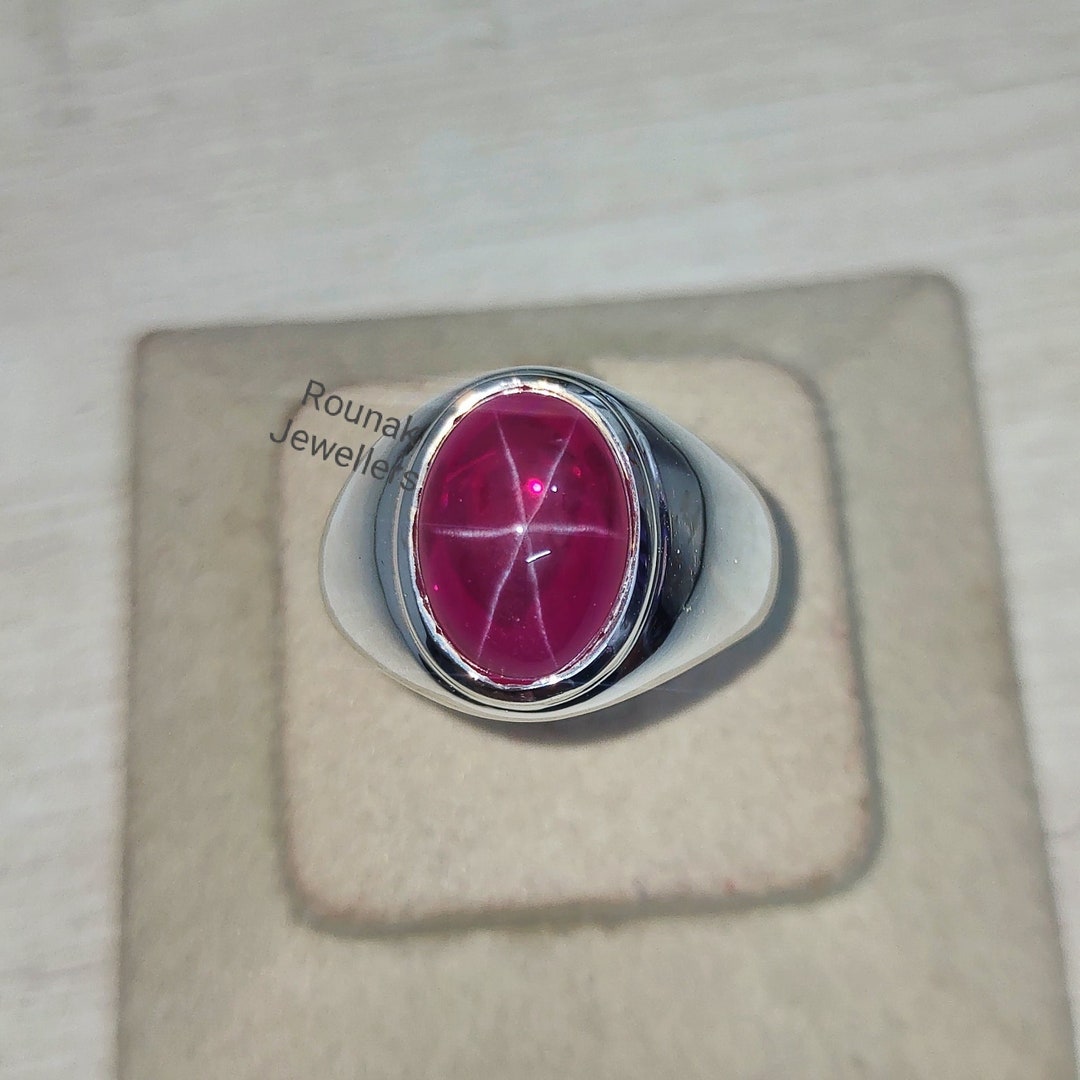 Handmade Sterling Silver Men's Ring: Red Star Ruby Statement Ring - Etsy