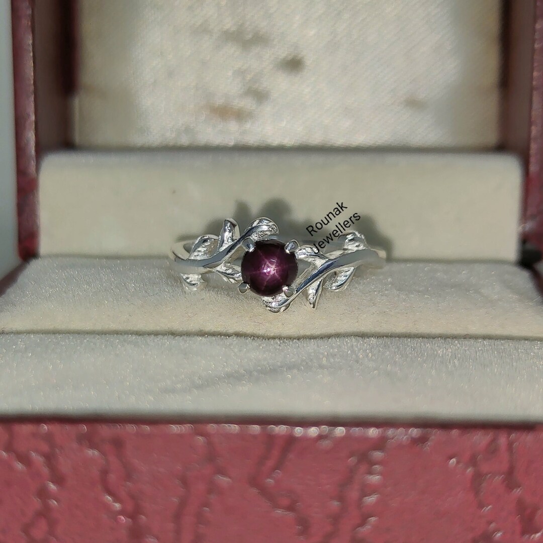 Vintage Star Ruby Ring, Natural Star Ruby Ring, 925 Sterling Silver ...