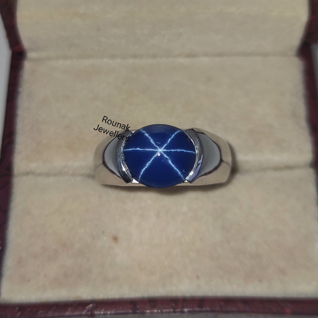 Star Blue Sapphire Ring, Lindy Blue Star Ring, Solid 925 Silver Ring ...