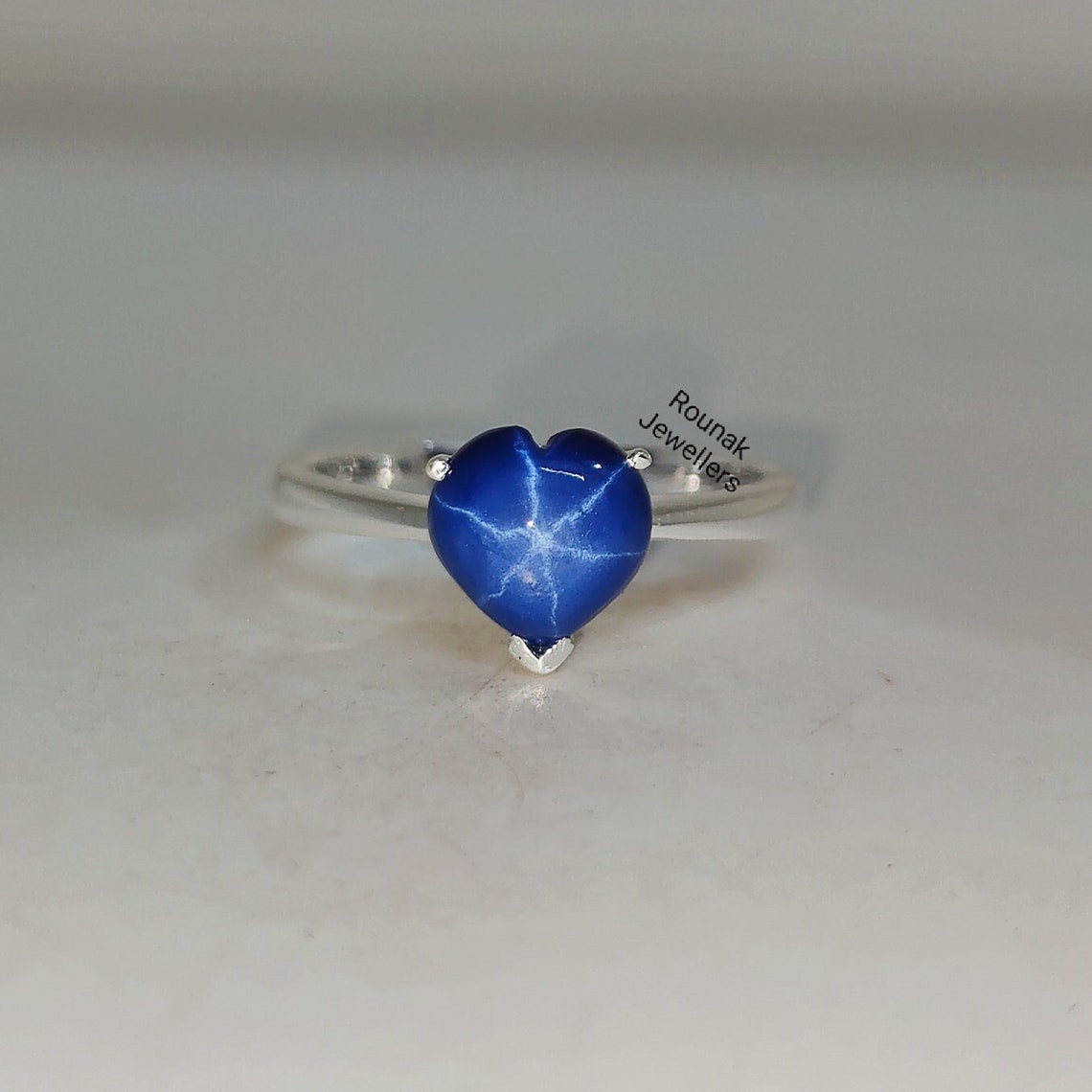 Heart Cut Star Blue Sapphire Ring Minimalist Ring 925 - Etsy