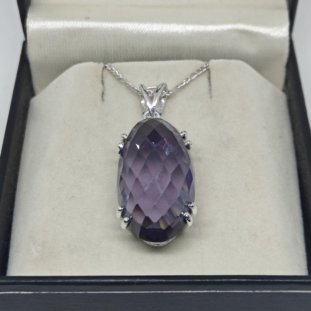 Oval Alexandrite Pendant: 38.95ct Lab Gemstone, 925 Sterling Silver - Etsy